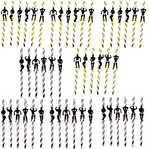 48PCS Stripper Pole Dancing Men Disposable Straws Gold Rose Gold Glitter Confetti Straw Black Muscle Male Shape Straws Cake Decoration Adult Bachelorette Party Decor