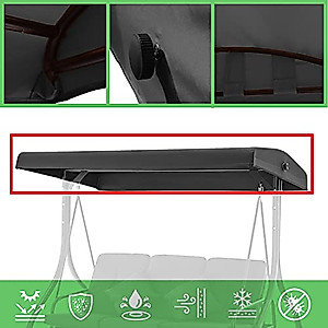 COBOAQG Swing Canopy Replacement,Replacement Canopy Top for Porch Swing Model#GCS00229C,77" (L) x 46.5" (W) x10(Height of Curved roof) Black