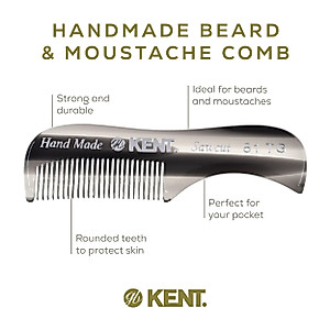 Kent A 81T Graphite X-Small Men's Beard Mustache Pocket Comb, Fine Toothed Pocket for Facial Hair Grooming and Styling. Hand-Made of Quality Cellulose Acetate, Saw-cut Hand Polished. Made in England