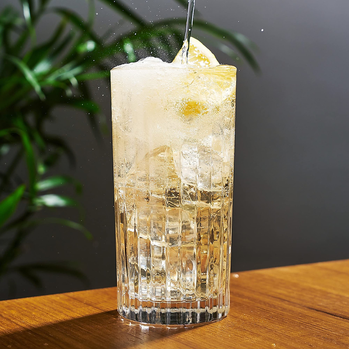 Viski Reserve Milo Crystal Highball Glasses - European Crafted Collins Glasses Set of 4-14oz Cocktail Glass for Wedding or Anniversary and Special Occasions Gift Ideas