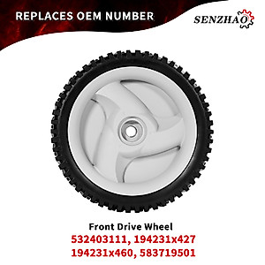SENZHAO Front Drive Wheels 532403111 194231x427 194231x460 for Craftsman Drive Self Propelled Lawn Mower Set of 2