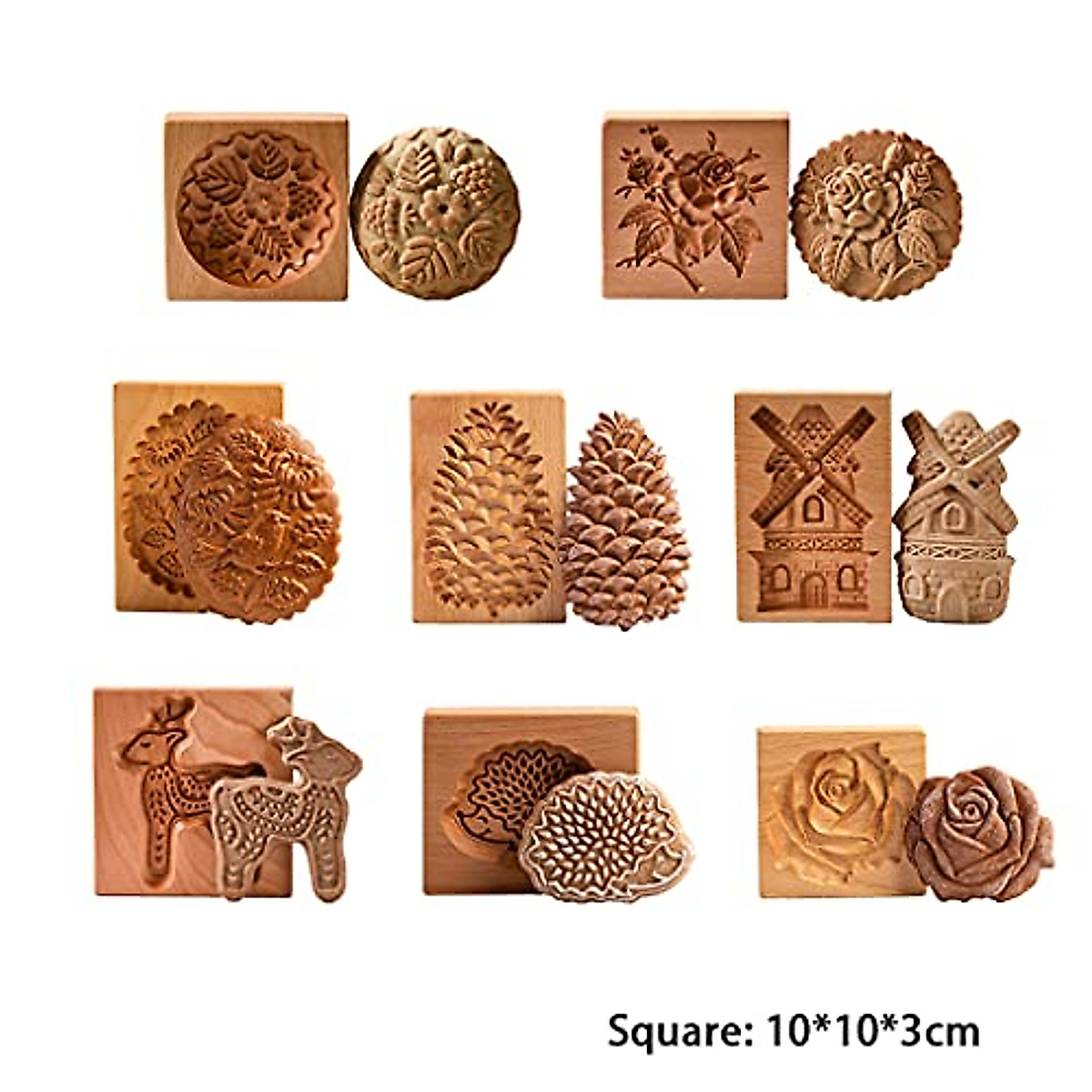 Fench Funny Wooden Cookie Molds for Baking, Carved Wooden Gingerbread Cookie Mold, Cookie Mold Cutter, Kitchen Wooden Cookie Mold for Party (Birds, 3.94x3.94x1.18inch)