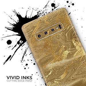 DesignSkinz Molten Gold Digital Foil Swirl V4 Protective Vinyl Decal Wrap Skin Cover Compatible with The Samsung Galaxy S20 (Screen Trim & Back Glass Skin)