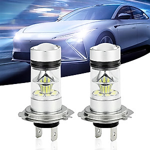 Ajxn 2 PCS Car H7 Led Fog Lamp, 20Led 100W High Power Super Bright Light Bulb Replacement, Plug and Play High Performance Daytime Running Light Low Beam, Universal Bulb for Most Cars (White)