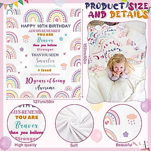 HunnmingRe 60" x 50" 10 Year Old Girl Birthday Gifts Throw Blankets 10th Birthday Decorations for Girl Soft Flannel Boho Rainbow Throw Blanket Presents for Girl Thanksgiving Christmas Birthday Party
