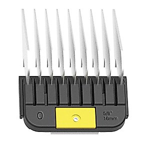 WAHL Professional Animal Stainless Steel Attachment Guide Comb Detachable Blade Pet Clippers #0 5/8” #3375-100, Stainless Steel, Black, and Yellow