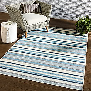 Jaipur Living Vibe Lloria 2'X3' Area Rug, Coastal Blue for Outdoor Spaces.