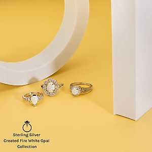 PEORA Created Opal Ring Sterling Silver Marquise Cut 1.00 Carats Size 9