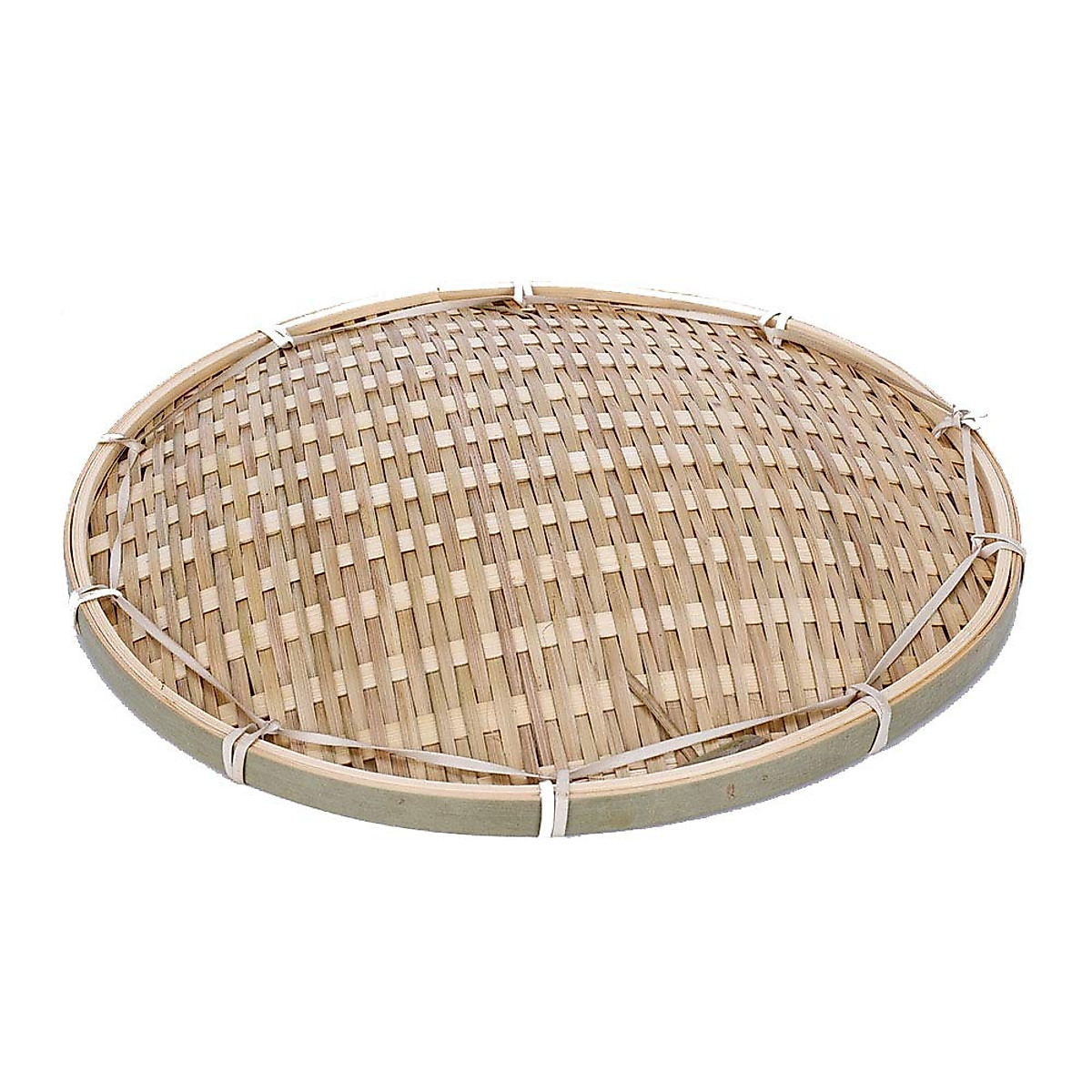 3Packs 100% Handwoven Flat Wicker Round Fruit Bamboo Basket Woven Food Storage Weaved Shallow Tray Holder Bowl Decorative Rack Display for Food Fruit Serving Stand Decor (Green, 3Pcs Bulk Price)