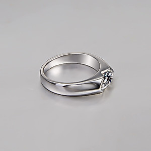 CannyCat 10x5 mm Oval Marquise Cut Moissanite Engagement Ring for Women Platinum Plated Silver Half Bezel Tension Set Solitaire Wedding Band D color VVS Moissanite Diamond Anniversary Promise Rings (9)