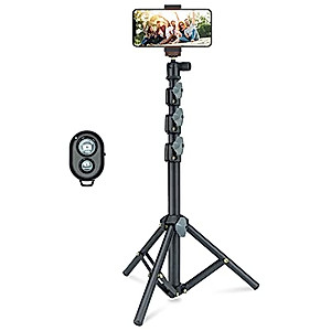 Selfie Stick & Tripod LINCO, Integrated, Portable All-in-One Professional, Heavy Duty, Lightweight, Bluetooth Remote for Apple & Android Devices, Separable Tripod Feet, Extends to 52", Black