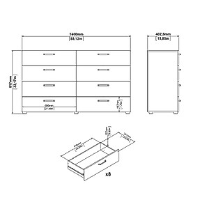 Tvilum Dallas 8 Drawer Double Dresser, Dark Chocolate