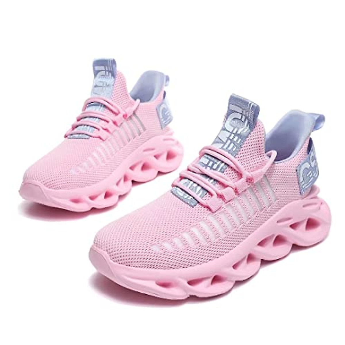 Jakcuz Slip on Sneakers for Women Running Athletic Sports Fitness Cushioning Tennis Shoes Pink Blue Shoes Women Gym Shoes Size 10.5