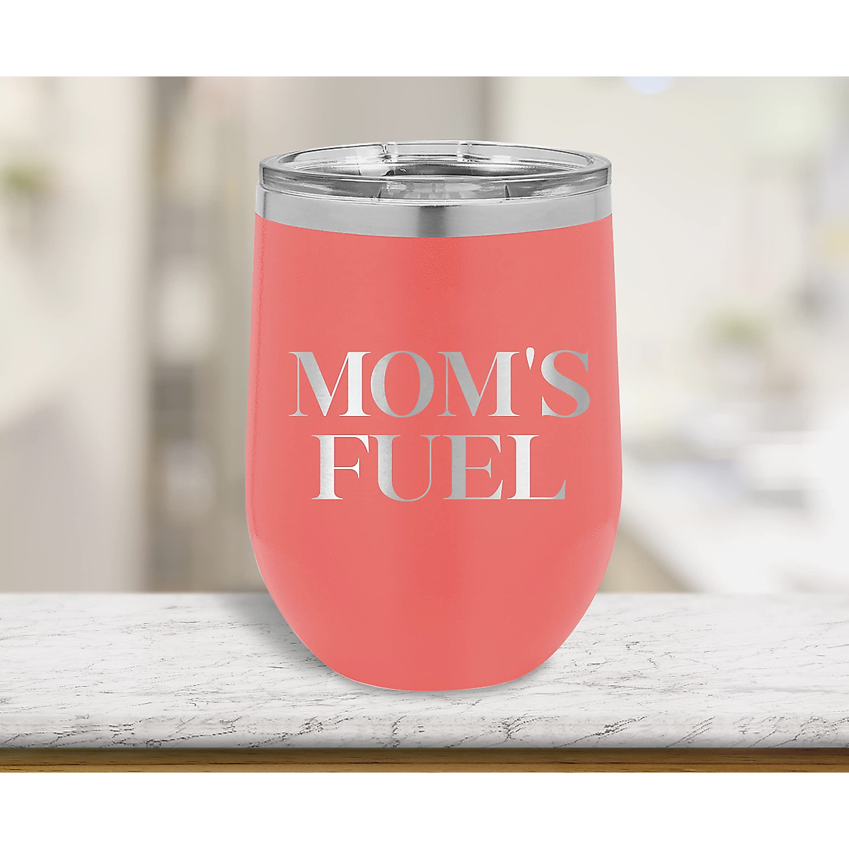 TEEAMORE Personalized Stemless Wine Cup 12oz Add Your Text Name Stainless Steel Vacuum Insulated Wine Tumbler With Lid Coral