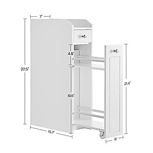 VASAGLE Small Bathroom Storage Cabinet, Slim Bathroom Storage Organizer, Toilet Paper Holder with Storage, Toilet Paper Storage Cabinet with Slide Out Drawers, for Small Spaces, White UBBC847P31