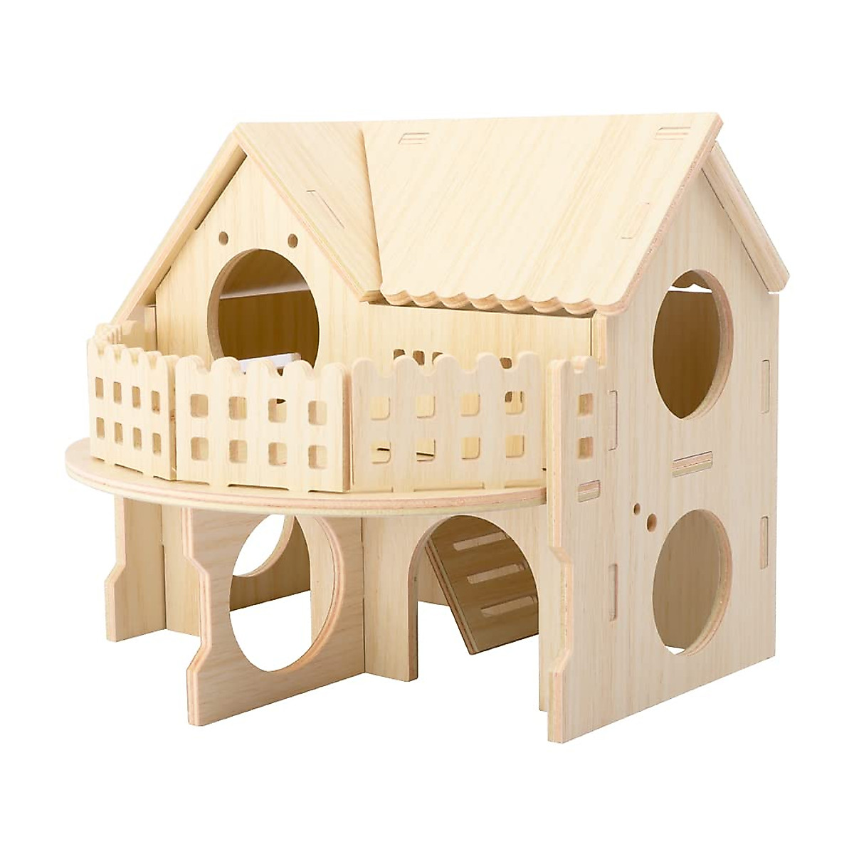 Hamster Forest Lookout Wood House Fun House Double-Decker Hut for Young Dwarf Gerbil Mouse Mice Rat Small Animals(Small Size Only for Small Hamster)