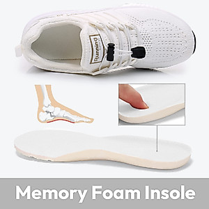 ADCORAN Womens Running Shoes Air Cushion Casual Walking Shoes Tennis Slip On Comfortable Workout Sneakers White 8.5…