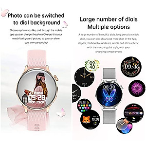 HANDA Smart Watch for Women, Fitness Tracker Smartwatch with Heart Rate Blood Pressure Sleep Monitor Bluetooth Call Pedometer IP67 Waterproof Activity Tracker for Android iOS (Gold Steel)