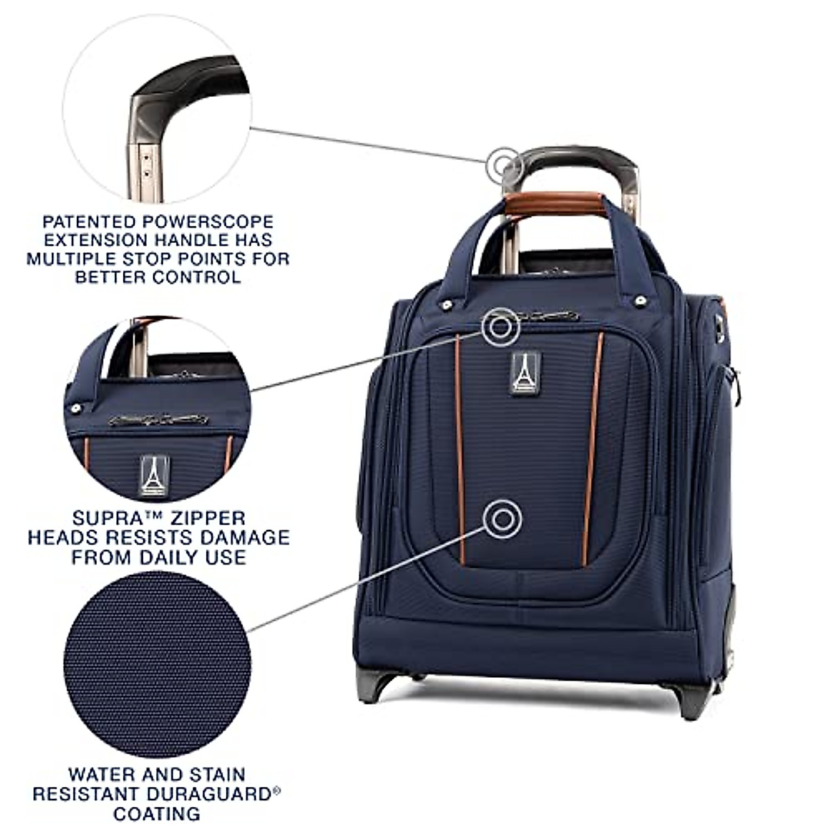 Travelpro Crew Versapack Softside Rolling Underseat Carry-on Bag, Men and Women, Patriot Blue, 16-Inch