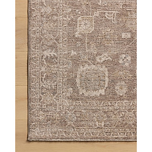Loloi Chris Loves Julia Louisa Collection LOI-03 Taupe/Ivory 5'-3" x 5'-3", .38" Pile Height, Round Area Rug
