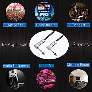 PNGKNYOCN 1/4 inch TRS Cable Right Angle 6.35mm Male to 6.35mm Male 90 Degree Stereo Audio Extension Cable for Guitar,Amplifiers, Mixers,Microphones,Etc （50cm）