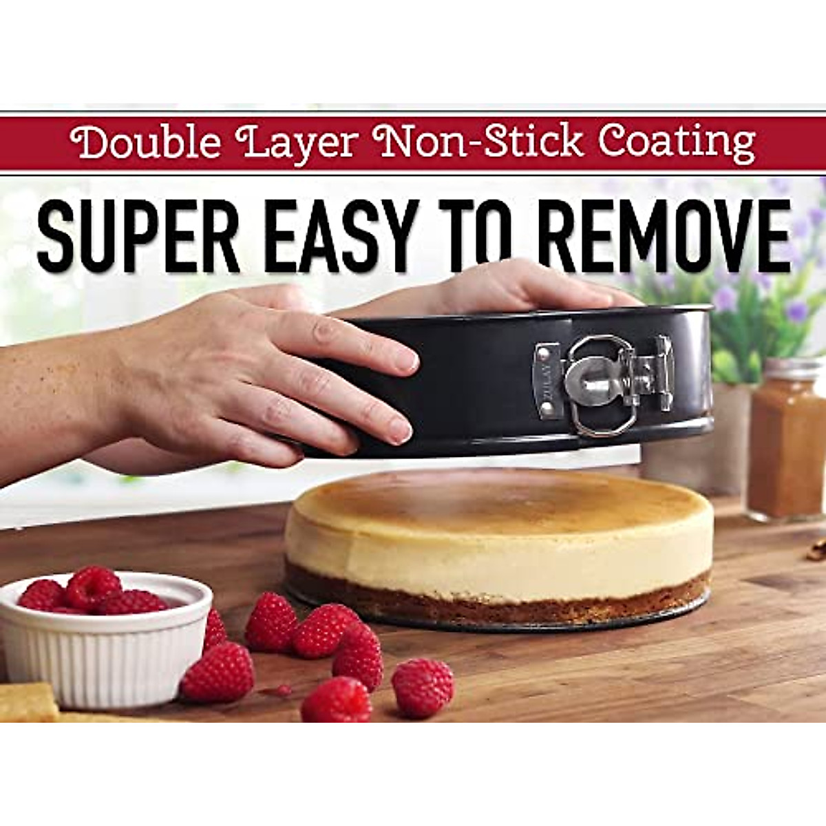 Zulay Premium Springform Pan 9 Inch Nonstick - Cheesecake Pan With Removable Bottom - No Need For Parchment Paper - Spring Form For Baking - Leak-Proof Cake Pan (Black)