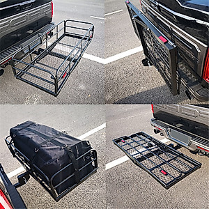 OKLEAD 500 Lbs Heavy Duty Hitch Mount Cargo Carrier 60" x 24" x 14.4" Folding Cargo Rack Rear Luggage Basket Fits 2" Receiver for Car SUV Camping Traveling
