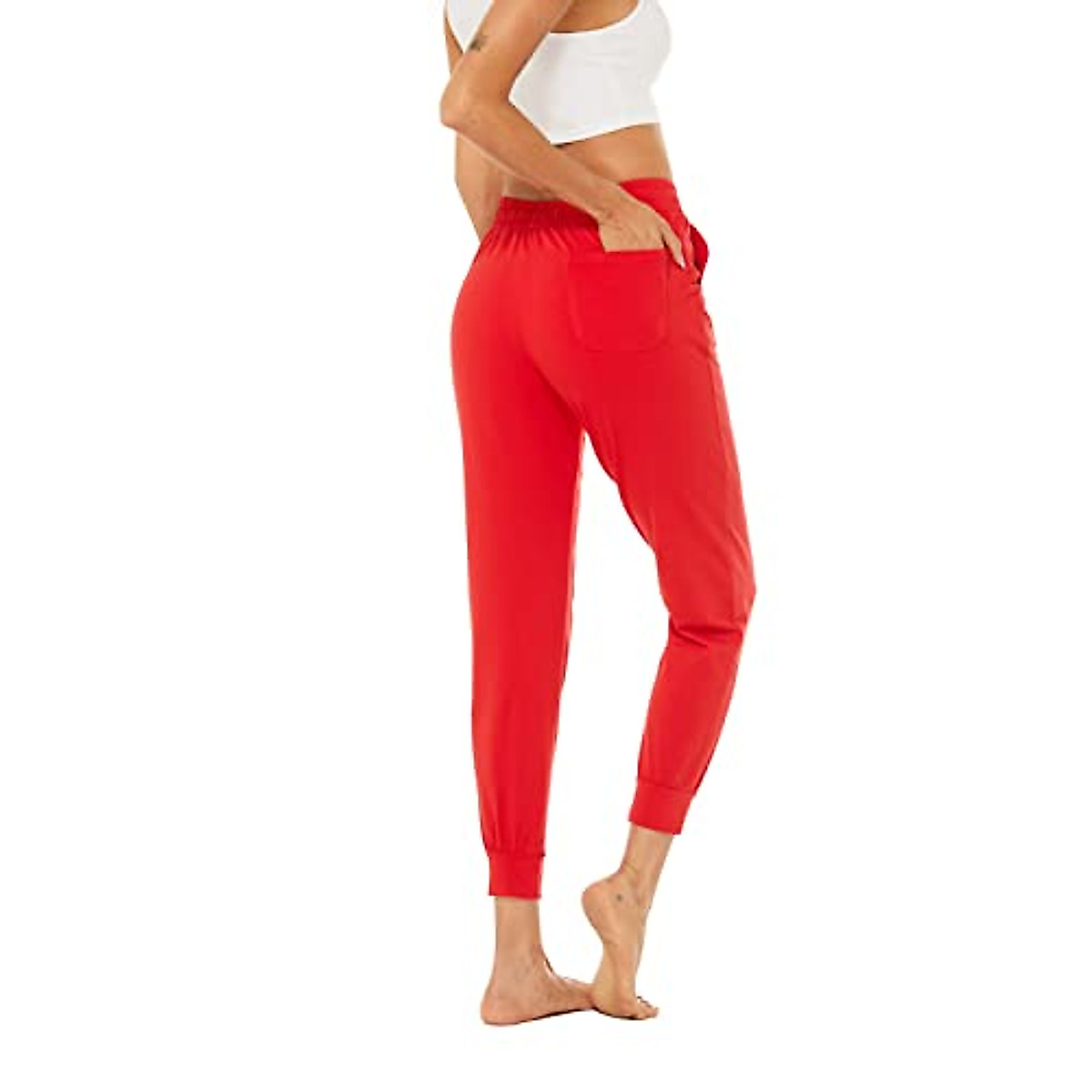 AvaCostume Women's Lightweight Cotton Sweatpants Yoga Joggers Lounge Casual Pants with Pockets Red XXL