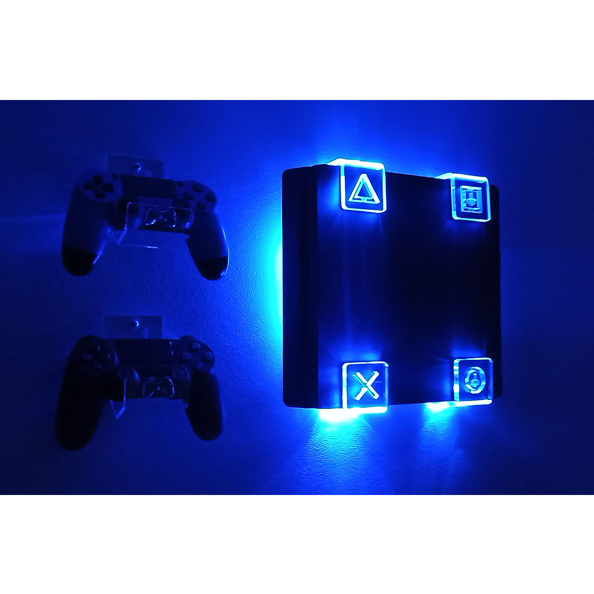 WALL MOUNT FOR PS4 PLAYSTATION 4 WITH MULTICOLOR LED LIGHTING KIT + 2 CONTROL MOUNT (PS4 (FAT))
