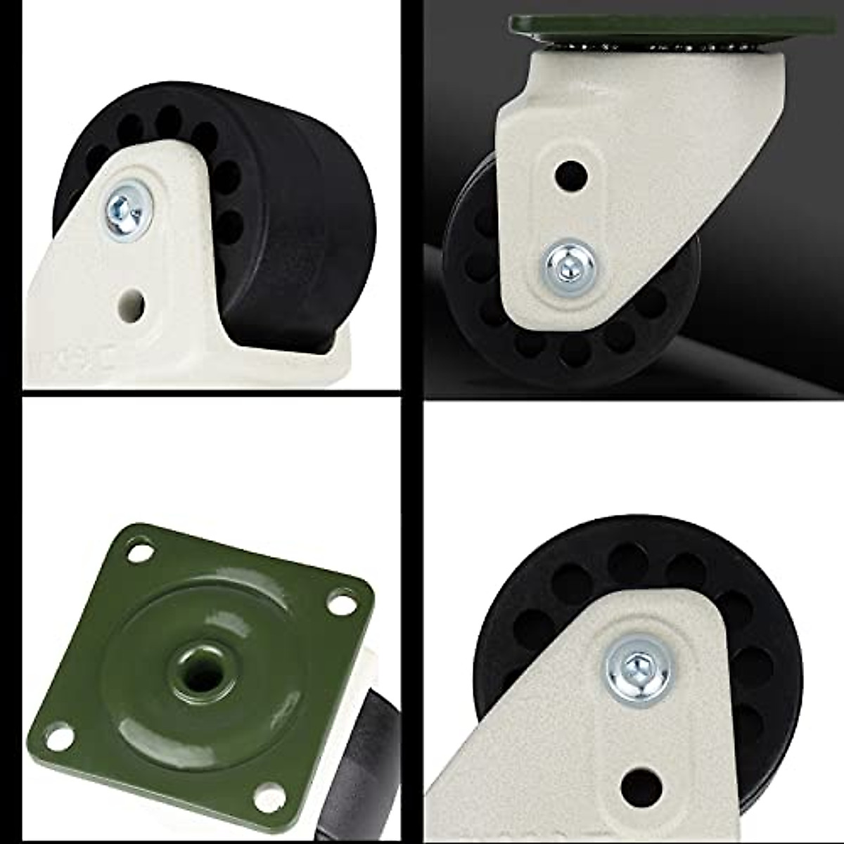 Swivel Castor Wheel Trolley Furniture Caster, Heavy Duty Caster Wheels, 360 Degree Swivel Castors, White Nylon Material, for Furniture Workbench Welding Table, Workbench Caster, 4 Pieces Castor Wheel