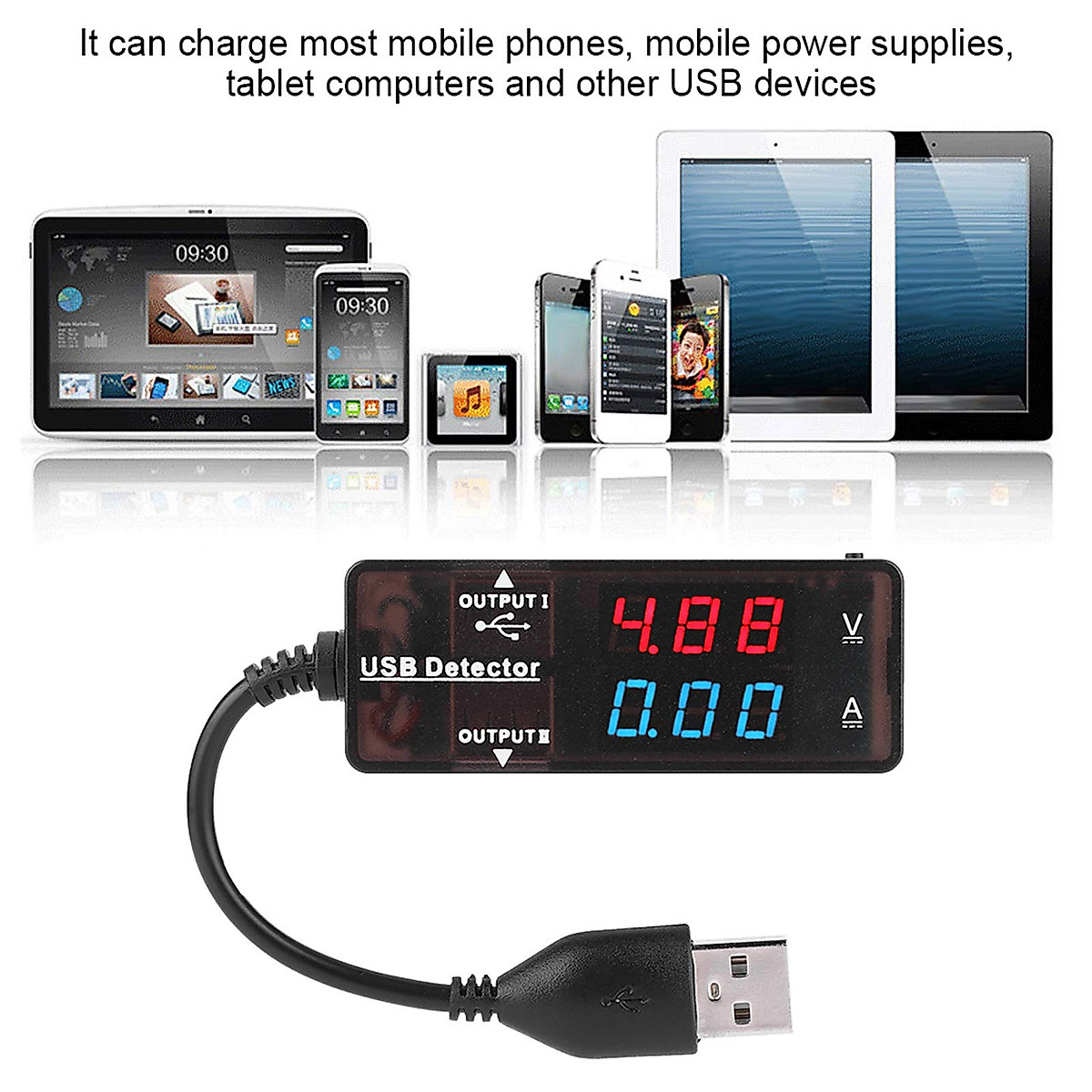 YB26VA USB Detector Dual Display USB Detector Voltmeter Ammeter Battery Capacity Tester with LED Display for Mobile Phone, Tablet Computer USB Device(Bicolor)