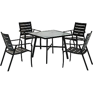 Hanover Cortino 5-Piece Grade Patio Dining Set Commercial Outdoor Furniture, Gunmetal