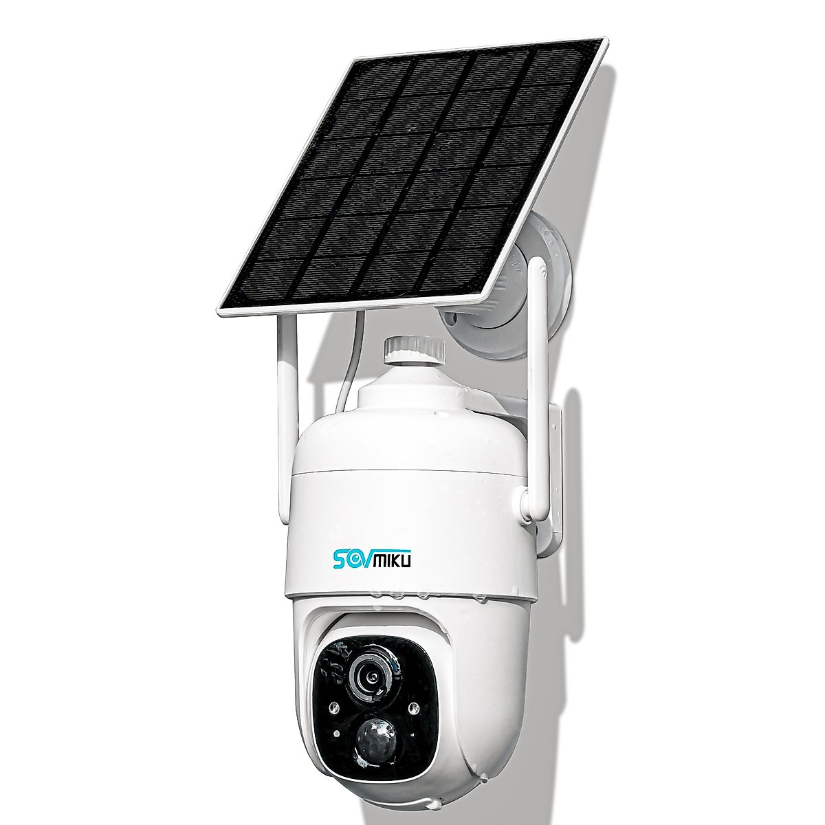 Sovmiku CQ1 AI 2K Solar Security Camera Wireless Outdoor, Battery Powered Cam, Two-Way Audio,PIR Motion Detection, Easy to Setup, Pan/Tilt 360° View,Color Night Vision,Audible Flashlight Siren,SD Slot