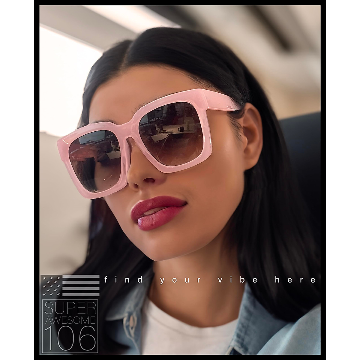 Womens Boyfriend Style Oversize Horned Rim Thick Plastic Sunglasses Matte Solid Black