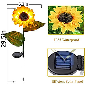 yeuago 4 Pack Solar Sunflower Lights Outdoor Flower Garden Stake Lights,Waterproof LED Solar Powered Sunflower Lights Thanksgiving Christmas Gift Decor for Grave Patio Yard Pathway Wedding Party