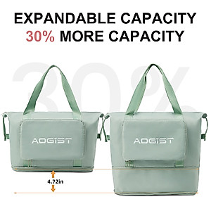 Weekender Bag for Women, Heavy Duty Travel Tote Bag Sports Gym Bag Foldable Carry On Bag Large Overnight Bag with Wet Pocket Hospital Bag for Labor and Delivery - Green