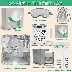 Get Well Soon Gifts for Women, Care Package Self Care Gifts Basket for Sick Friends, Sending Hugs Gifts for After Surgery, Thinking of You Gifts with Sympathy Blanket, Candle, Coffee Mug