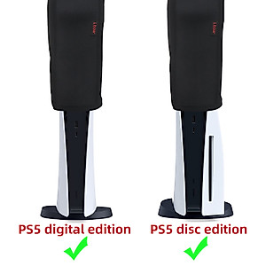 pS5 Cover Protect Dust Cover for ps5 Game Console Washable pS5 Dust Cover Accessories Digital Edition& Disc Edition (Black)