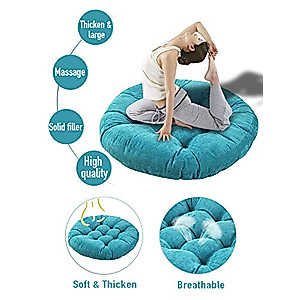 Tiita Floor Cushions Blue Seat Cushion Pillows 22"x22" Round Outdoor/Indoor Windows Pad for Patio Garden Hanging Chairs Set of 2