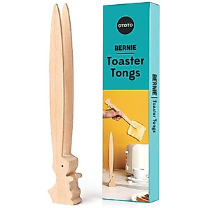 OTOTO Bernie Bunny Toaster Tongs - Rabbit Toast Tongs, Wooden Tongs For Toaster, Wooden Toaster Tongs - Multipurpose Mini Tongs For Appetizers, Wood Utensils & Cute Kitchen Gadgets