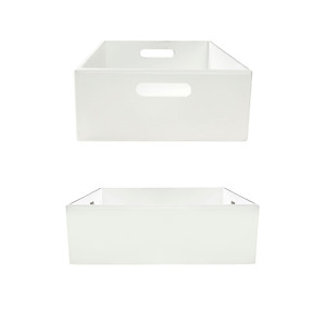 Creative Deco XL White Wooden Crate Nesting Crate Handles | 15.74x11.81x5.1in | Large Display Storage Box Multi-Craft Caddy Nesting Crate | Natural Wood Rustic Plain | Country Decor