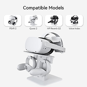 KIWI design VR Stand Accessories Compatible with Quest 2/PSVR 2/Valve Index/HP Reverb G2/ Pico 4/Quest VR Headset and Touch Controllers (Gray-White)