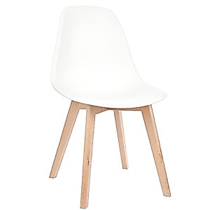 +gardenlife | Magnolia Nordic Chair Design Dining Wood Plastic Side Armless Chairs | Set of 2 | White