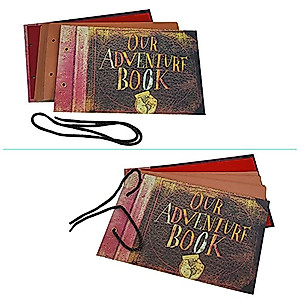 T-HAOHUA Anniversary Photo Album Scrapbook - Our Adventure Book Wedding Photo Album Scrapping 11.6"x7.5" inches, 80 Pages - Includes Bonus 5 Postcards and 5 Self-Adhesive Photo Corners