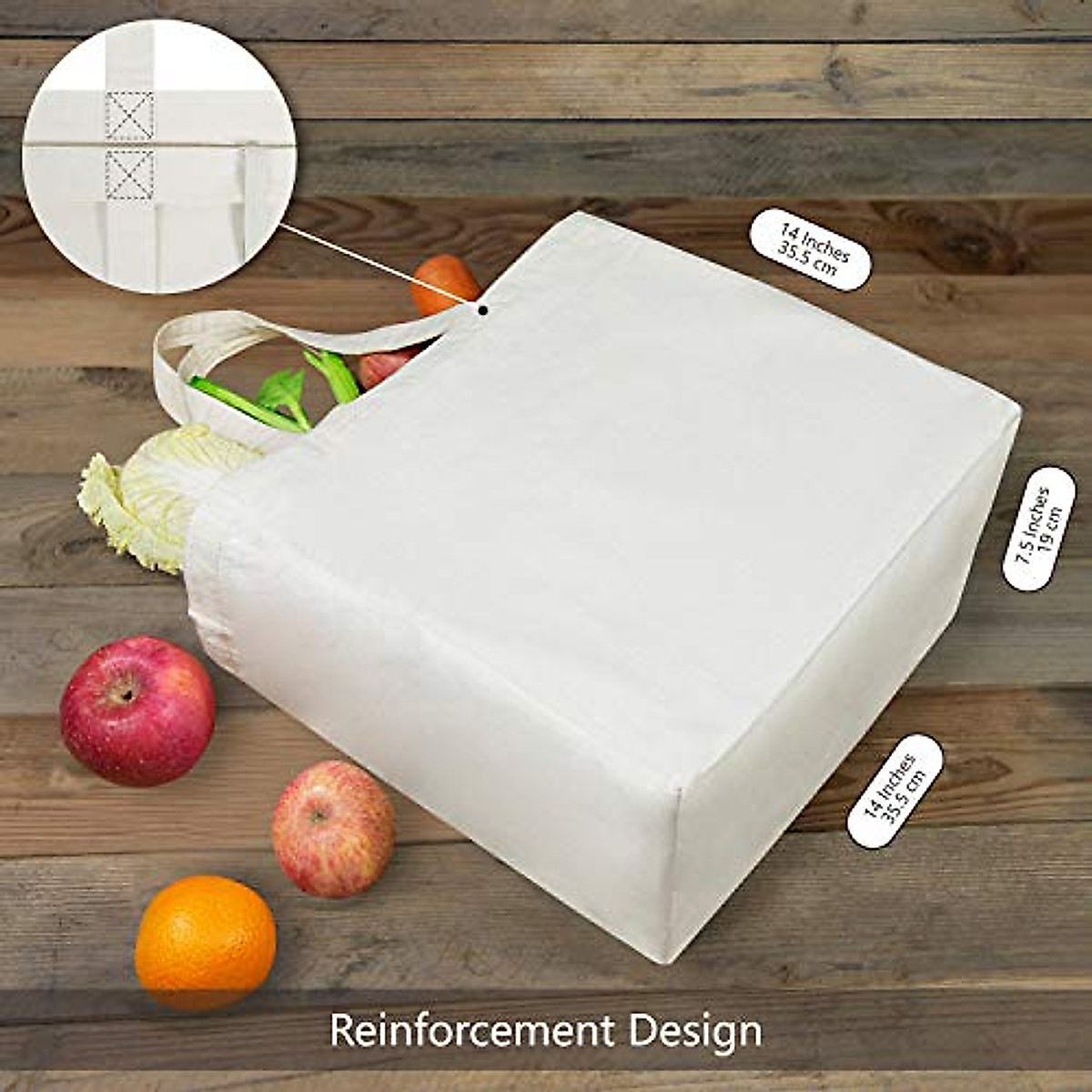 TOPDesign 6-Pack Reusable Grocery Shopping totes, Foldable Canvas Bags