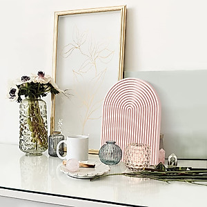 SSISSI Boho Rainbow Arch Tray - Wooden Jewelry Display Trinket Tray - Minimalist Decor Serving Tray - Shelf Decor Photo Props Pink