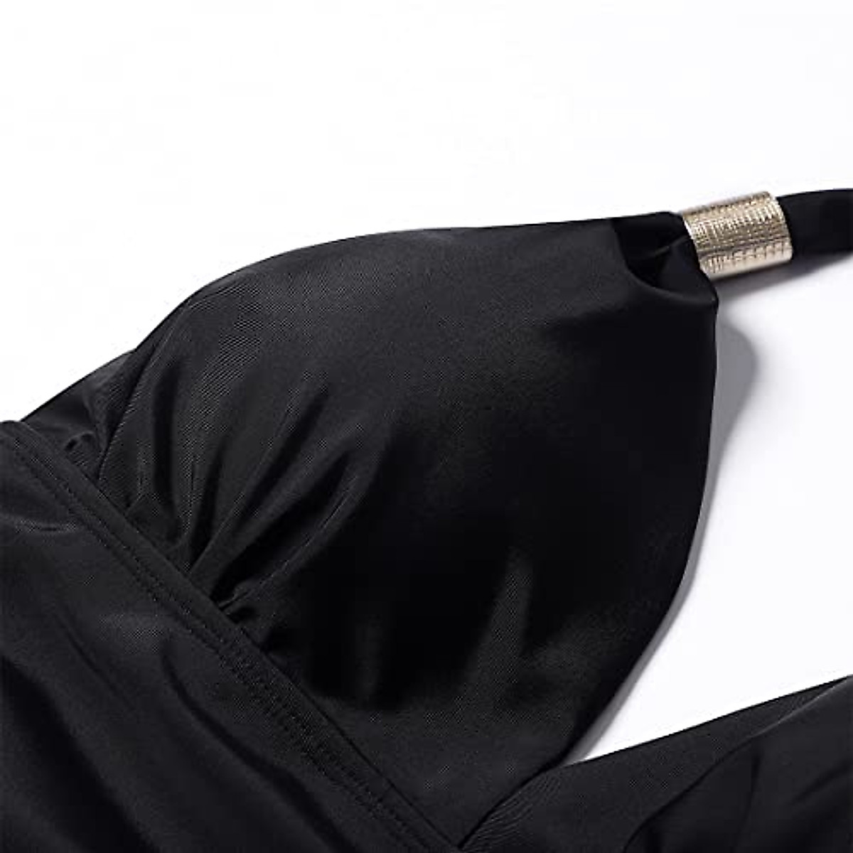 SUUKSESS Women Halter Tankini Bathing Suits Sexy Slimming Tummy Control Swimsuits 2 Pieces (Black, XL)