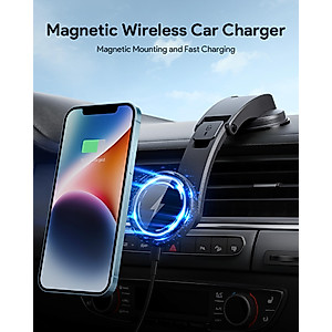 Magnetic Wireless Car Charger Mount 15W Compatible with Magsafe Car Charger SMOONFACE, Dashboard Car Phone Holder for iPhone 15/15 Pro/15 Pro max/14/14 Pro/14 Pro max/13 /13Pro /13ProMax/12/12Pro/Mini