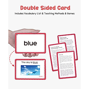 GAMENOTE Sight Words Kids Educational Flash Cards with Pictures & Sentences - 220 Dolch Big Word Games for Toddlers, Aged 3-9 Preschool Learning Activities(Pre K), Kindergarten, 1st, 2nd, 3rd Grade