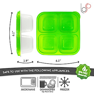 Snack Containers - 7 Pack, 4 Compartment Snack Containers, Lunchable Container, Lunchable Containers 4 Compartments, Kids Lunch Box Containers, Snack Containers For Adults, Lunchables Containers